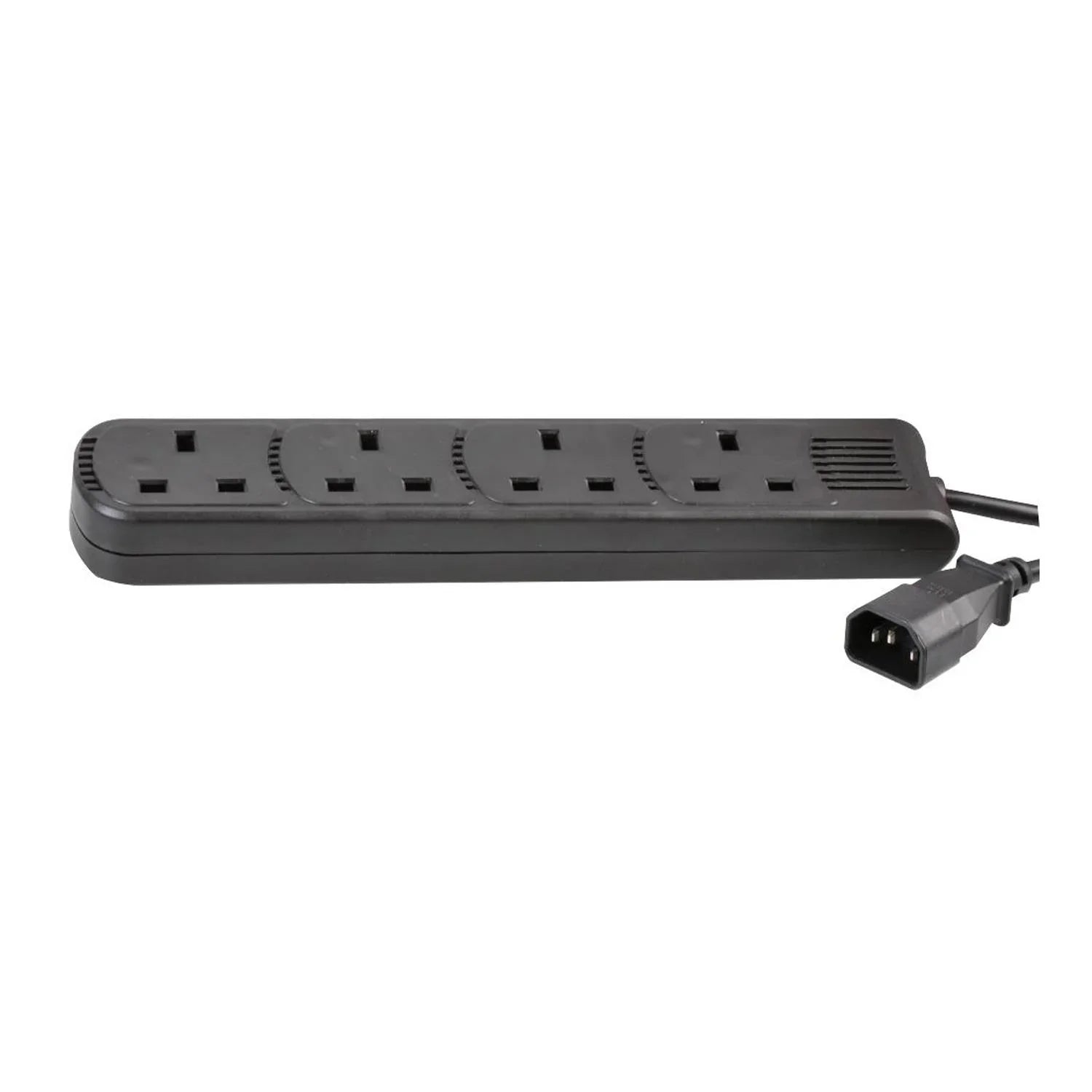 Pro Elec IEC C14 Plug to 4-Gang Mains Extension Lead, Black, 1m
